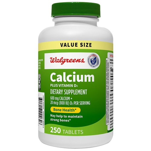 Walgreens Calcium 600 Mg + Plus Vitamin D3 20 Mcg (800 Iu) D3 /serving ...